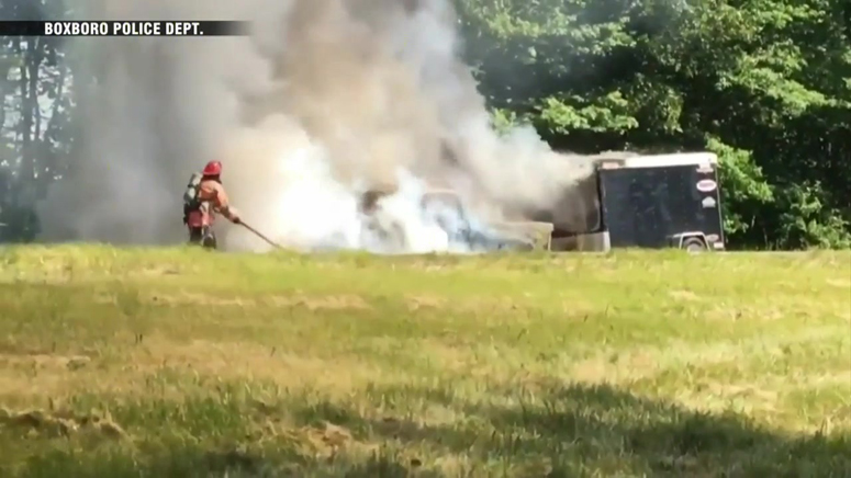Car fire temporarily shuts down part of I-495 in Boxborough – Boston ...