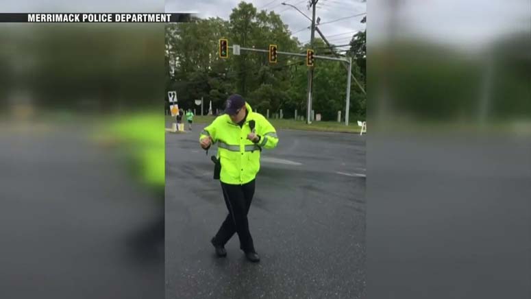 Merrimack, NH police officer shows off dance moves during road race ...