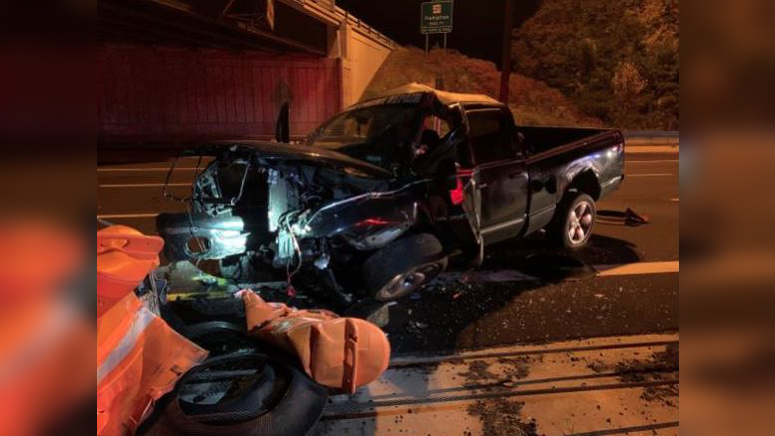 Man killed after pickup truck strikes guardrail, concrete barrier on I ...