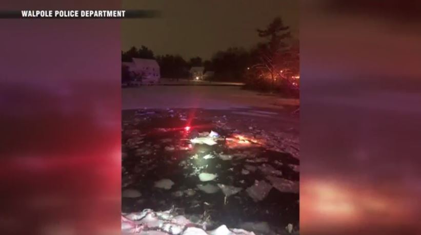 2 men hospitalized after truck slides into Walpole pond - Boston News ...