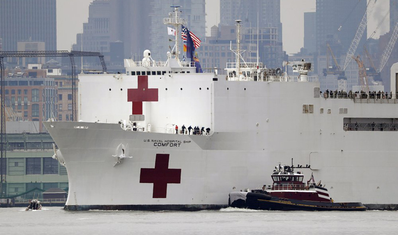 Navy hospital ship arrives in NYC to back up health systems - Boston ...