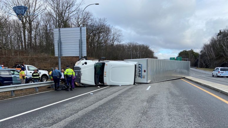 Tractor Trailer Rollover Prompts Ramp Closure On Mass Pike In Auburn