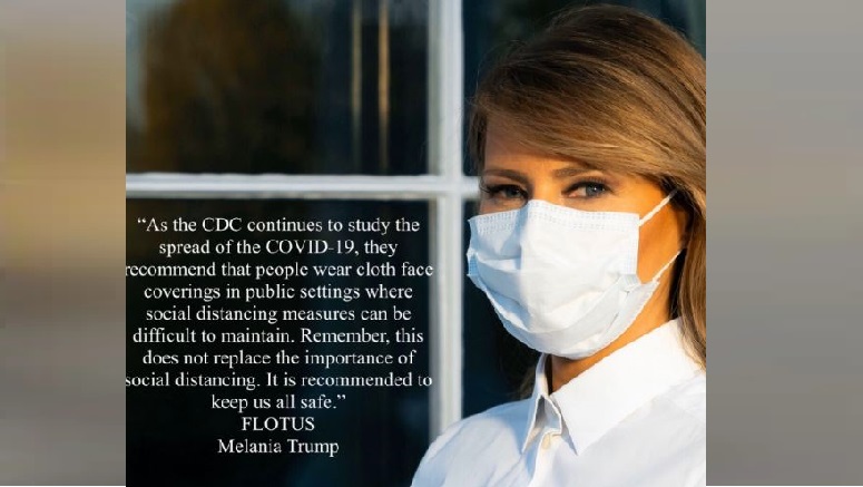Melania Trump encourages face mask use with photo of herself - Boston ...