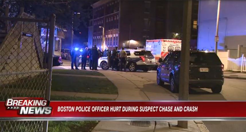 Boston police officer injured after car chase ends in crash in ... Boston police officer injured after car chase ends in crash in ...