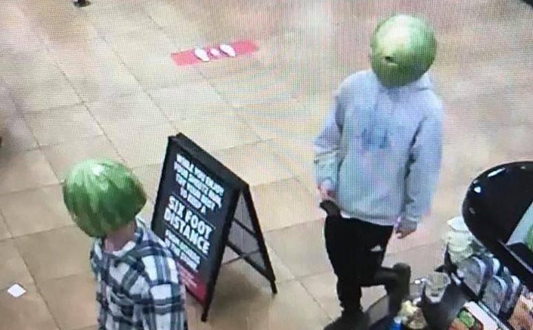 Man who wore a watermelon on his head while stealing from a convenience ...