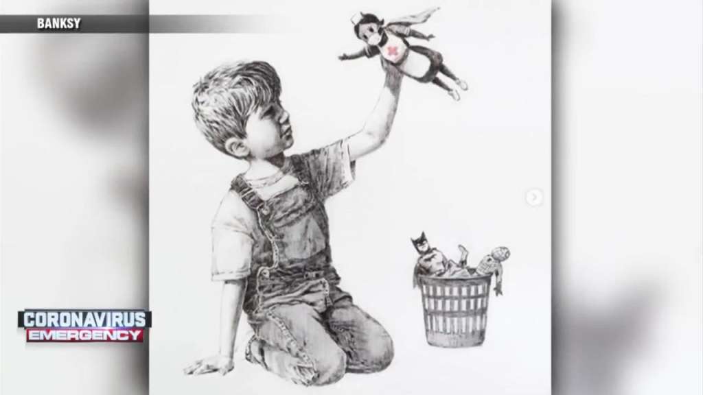 Banksy donates new artwork honoring health care workers to hospital ...
