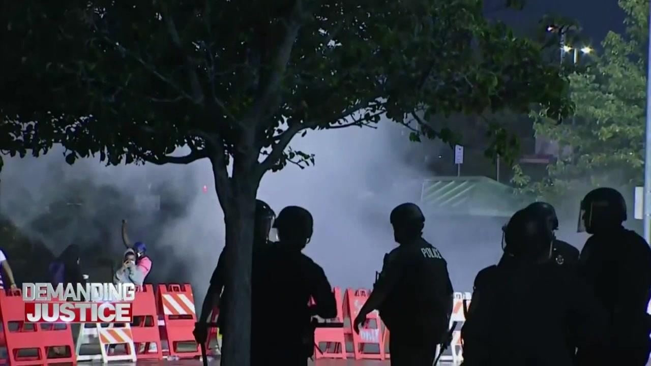 Brockton police use tear gas after demonstrators launch fireworks ...