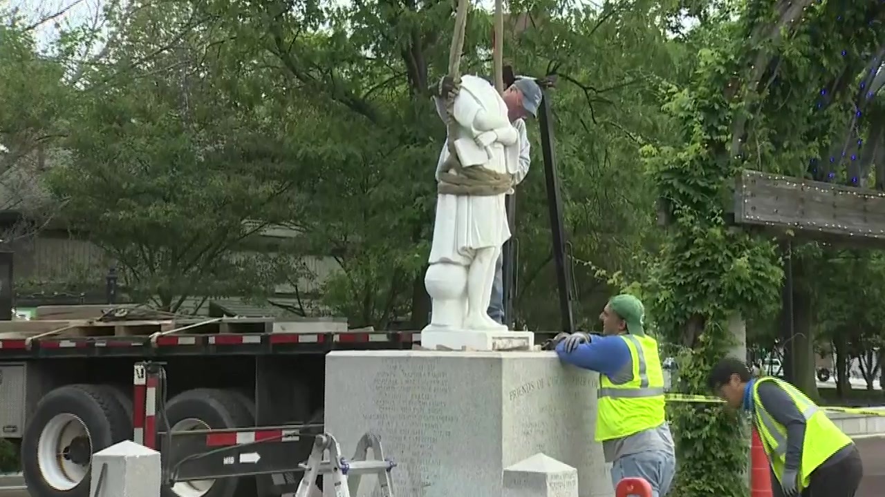 Christopher Columbus statues taken down at 2 Chicago parks - Boston News, Weather, Sports | WHDH ...