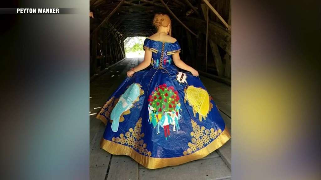 Teen’s coronavirus-themed prom dress made of duct tape is a work of art ...