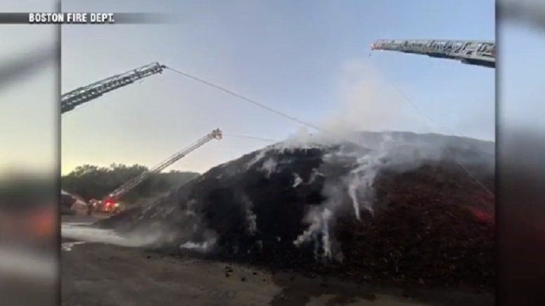 Boston firefighters battle blaze in huge mulch pile - Boston News ...