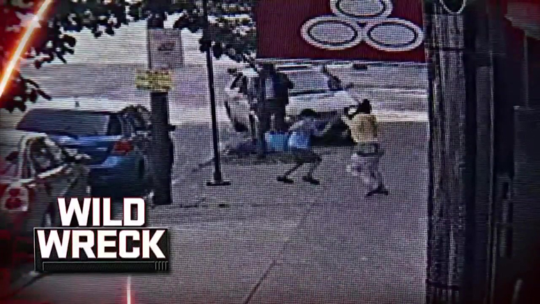 Investigation underway after driver jumps curb barrels toward people ...