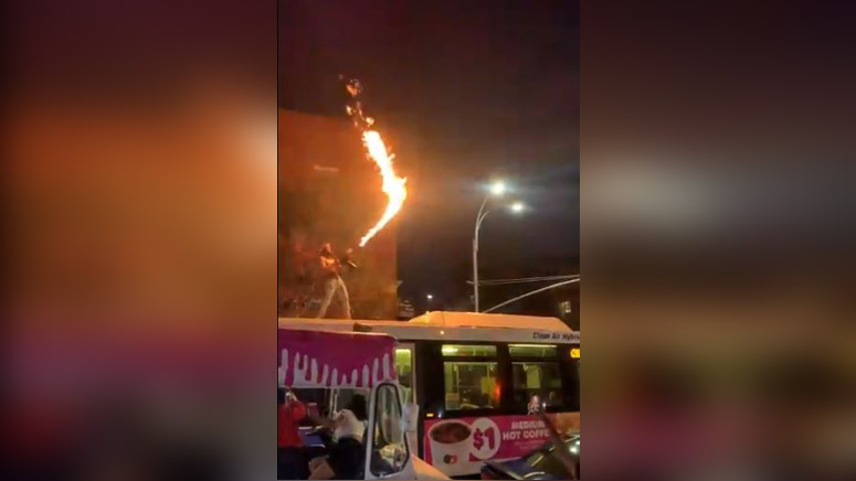 WATCH: Investigation underway after man ignites flamethrower on top of ... WATCH: Investigation underway after man ignites flamethrower on top of ...