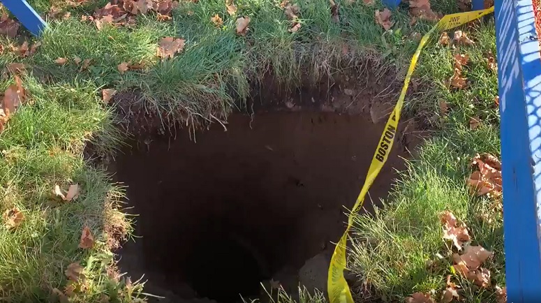 Massive sinkhole found in Dorchester park turns out to be historic well ...