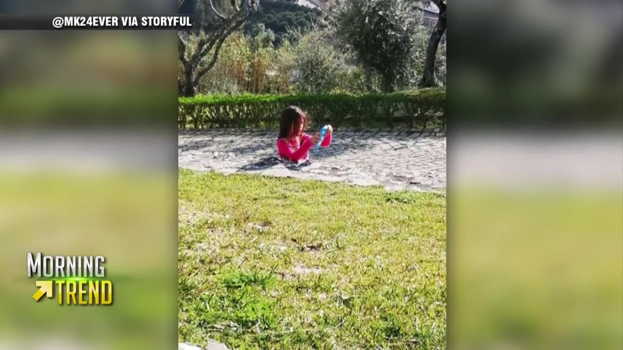Viral photo has people pondering if young girl got stuck in sidewalk ...