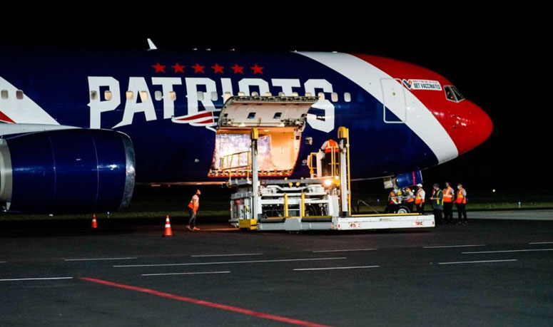 Patriots team plane delivers 500K COVID-19 vaccines to El Salvador ...