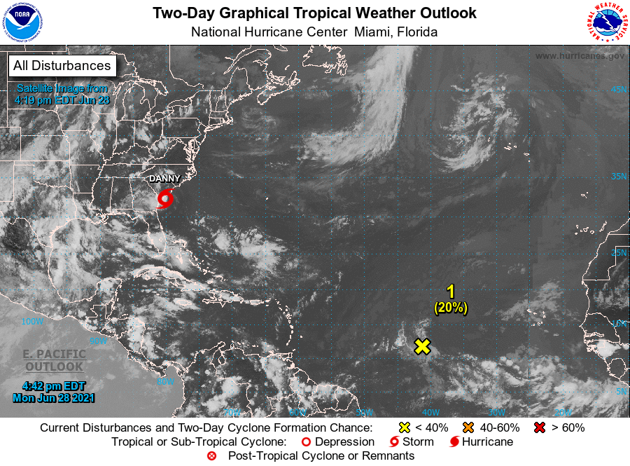 Tropical Storm Danny makes South Carolina coastal landfall - Boston ...