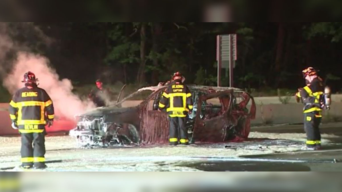 3 taken to hospital after fiery wrong-way crash on I-95 in Reading ...
