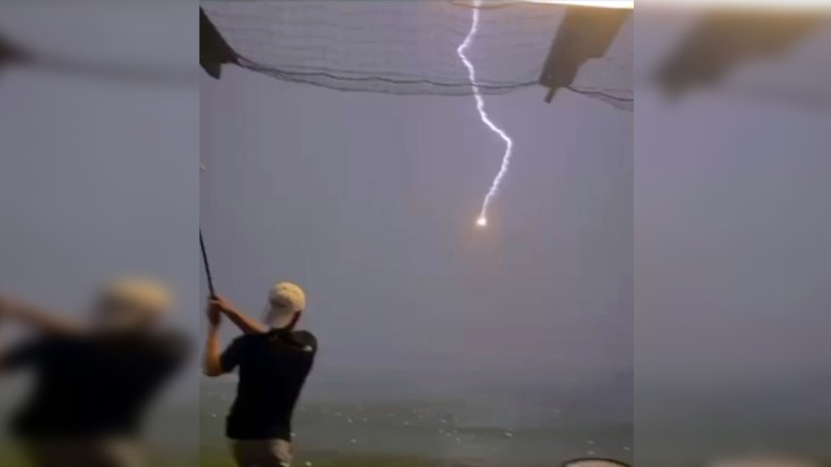 WATCH: Video shows golf ball get struck by lightning at driving range ...