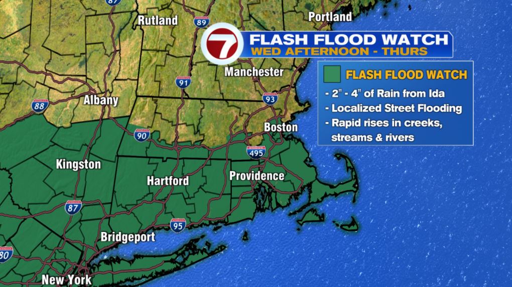 Flash flood watch issued for parts of Mass. as remnants of Ida move ...