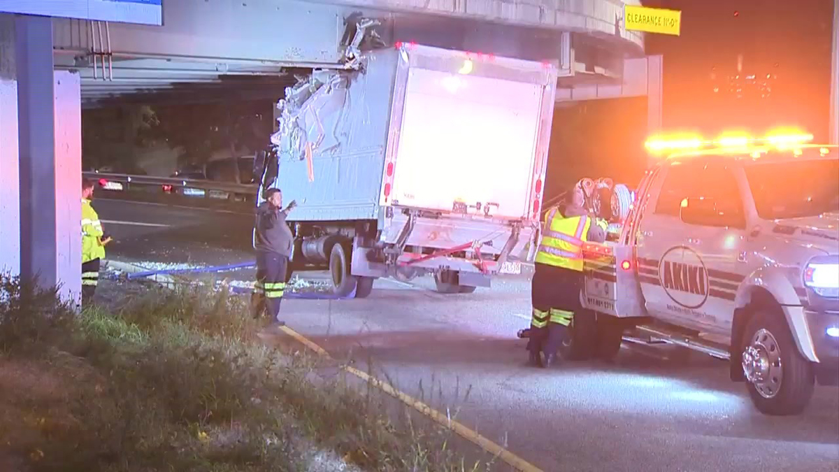 Box truck roof destroyed after hitting Storrow Drive footbridge in ...