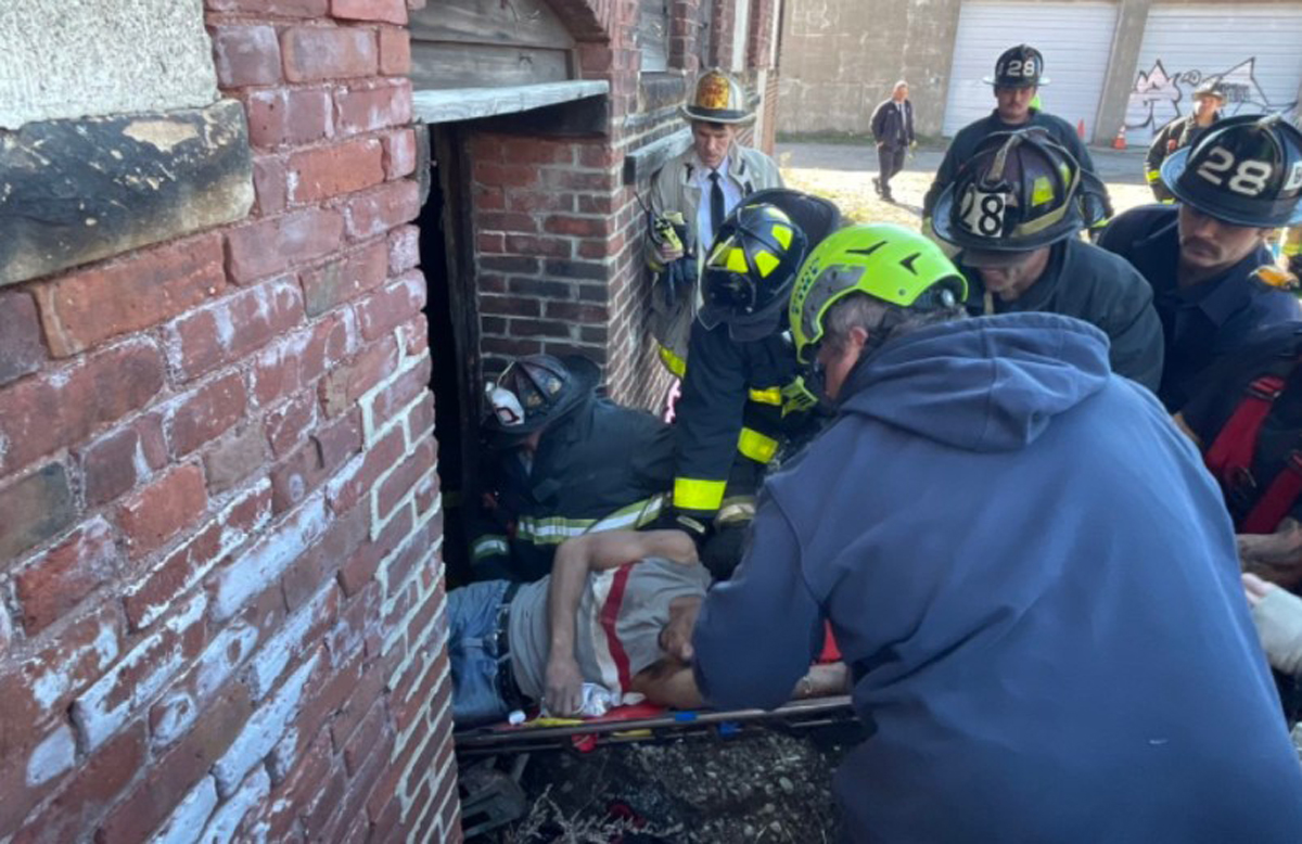 Boston firefighters rescue man who fell through floor in abandoned ... Boston firefighters rescue man who fell through floor in abandoned ...