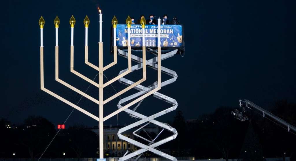Second gentleman attends National Menorah lighting ceremony - Boston ...