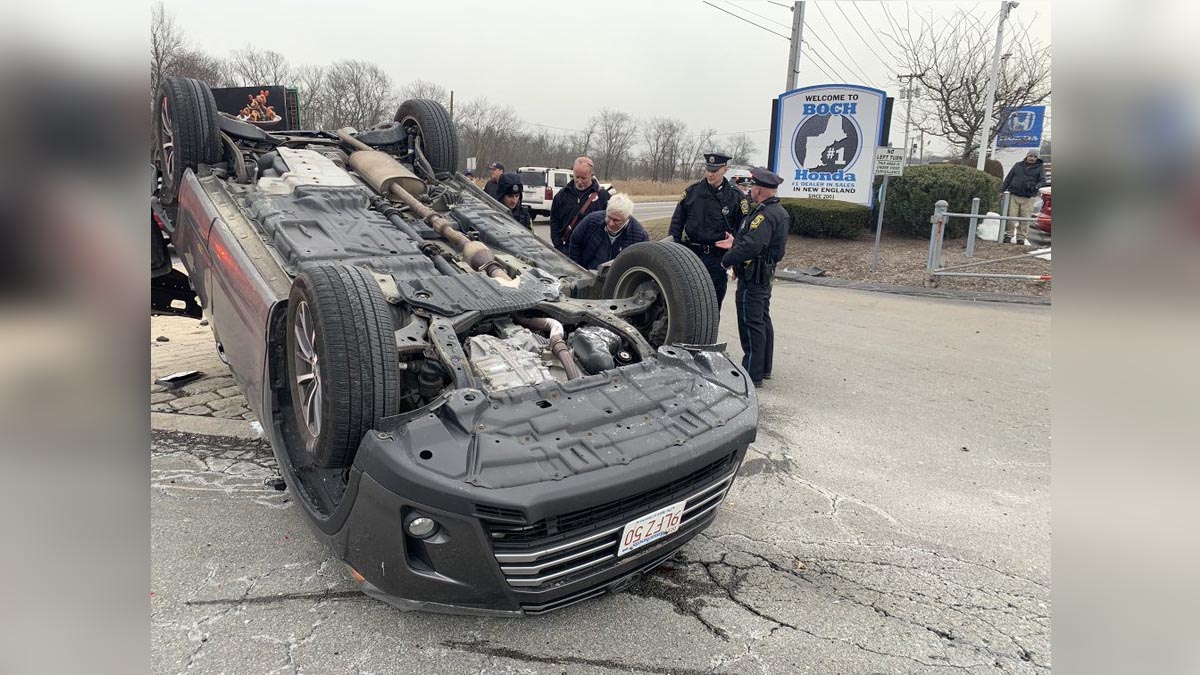 Driver escapes serious injury in rollover crash - Boston News, Weather ...