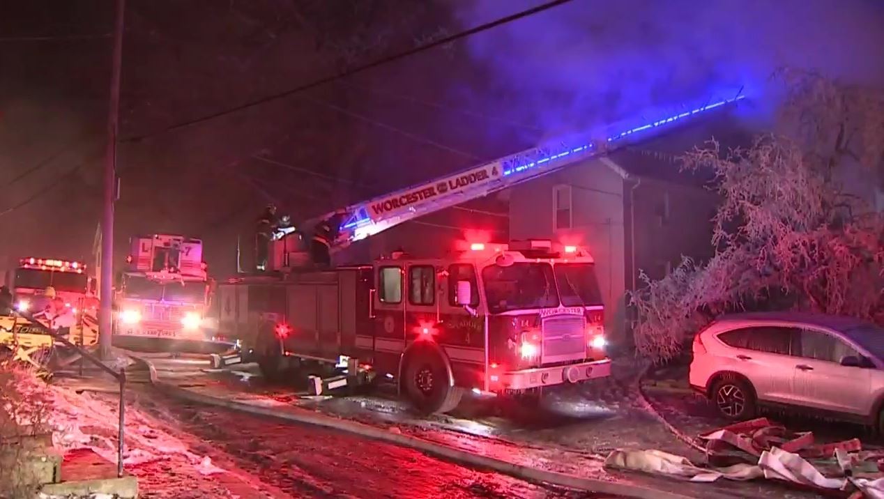 Crews battle Worcester house fire in sub-zero temps - Boston News ...