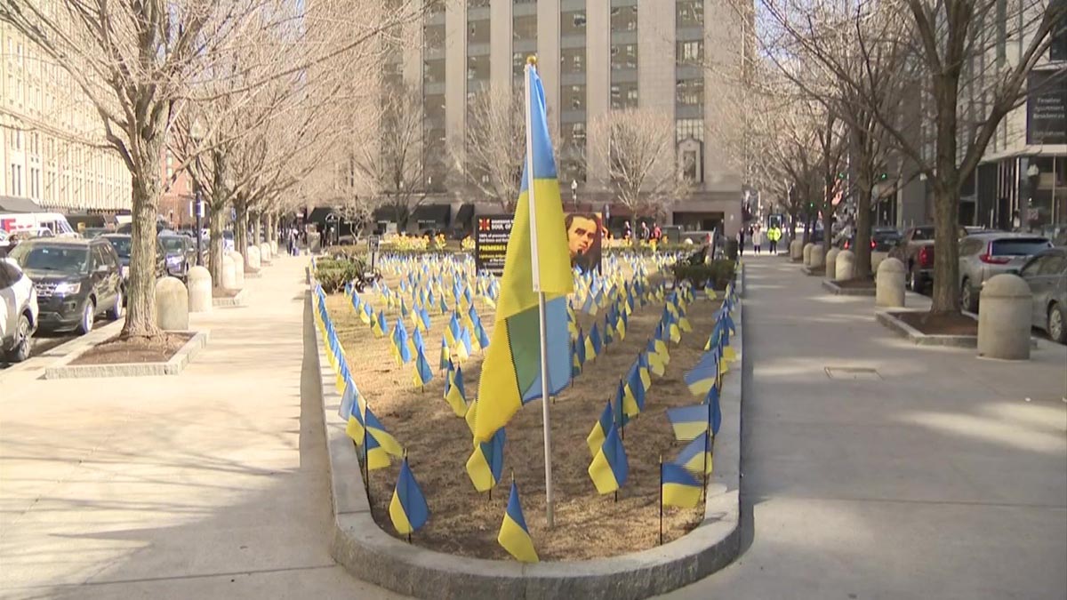 150 flags planted in Boston park in sign of support for Ukraine ...