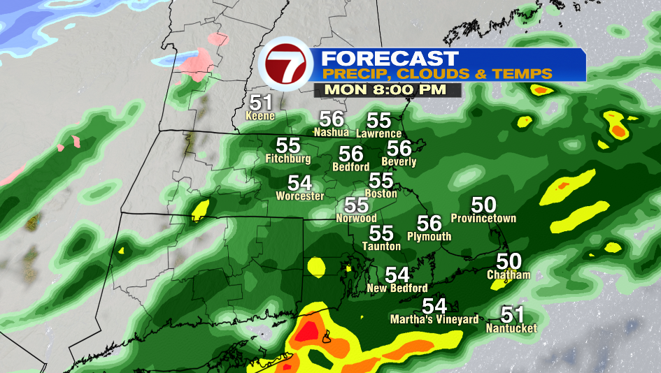 Few Showers And Near 60º Sunday, Wet Weather Monday - Boston News ...