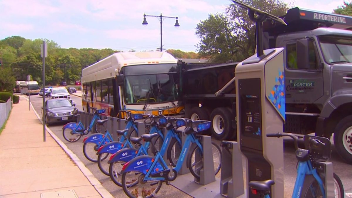 Dump truck hits MBTA bus in Roslindale - Boston News, Weather, Sports ...