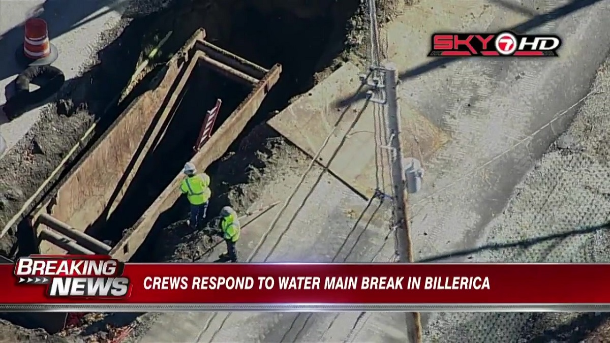 Crews work to fix water main break in Billerica - Boston News, Weather ...