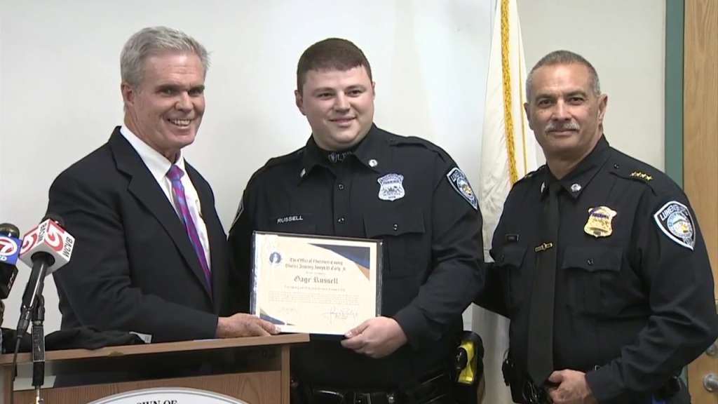 Lunenburg officer honored for saving man from dog attack – Boston News ... Lunenburg officer honored for saving man from dog attack – Boston News ...