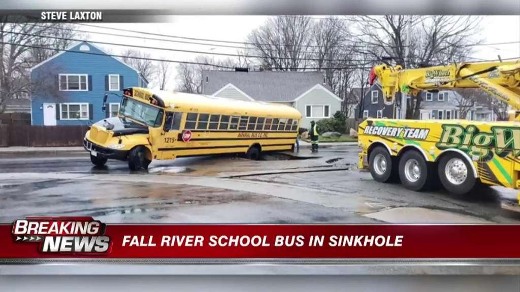 Fall River school bus gets stuck in sinkhole – Boston News, Weather ...