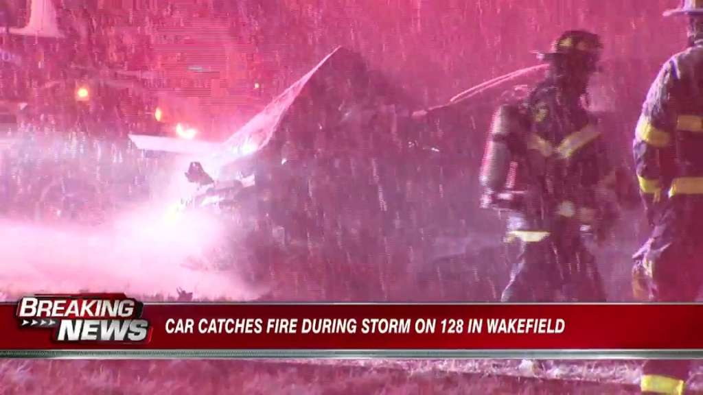 Car catches fire during storm on Route 128 in Wakefield – Boston News ...