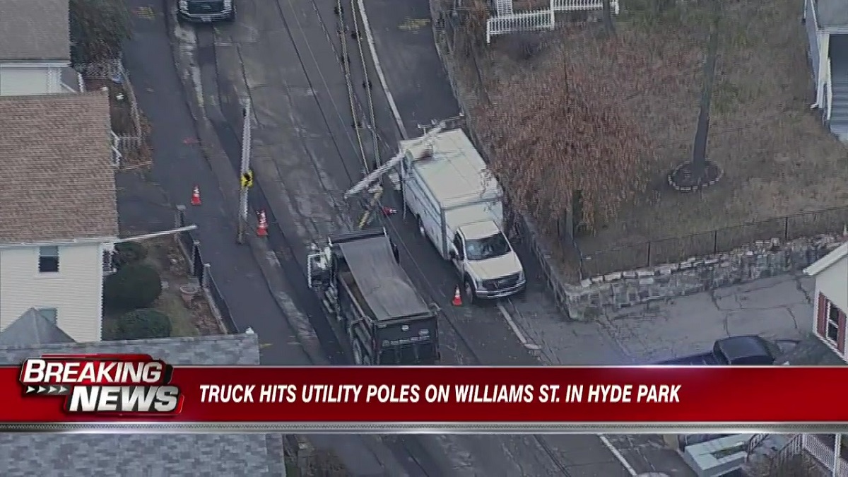 Truck hits utility poles on Williams Avenue in Hyde Park - Boston News ...