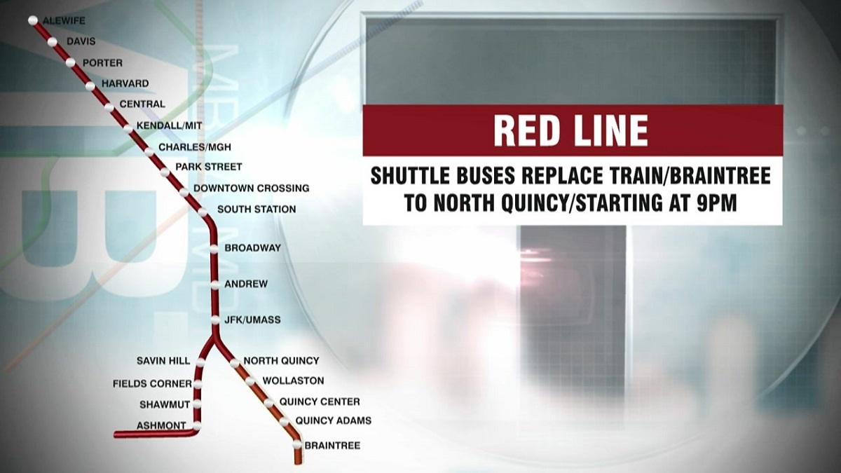 MBTA: Shuttle buses to replace Red Line trains between Braintree and ...