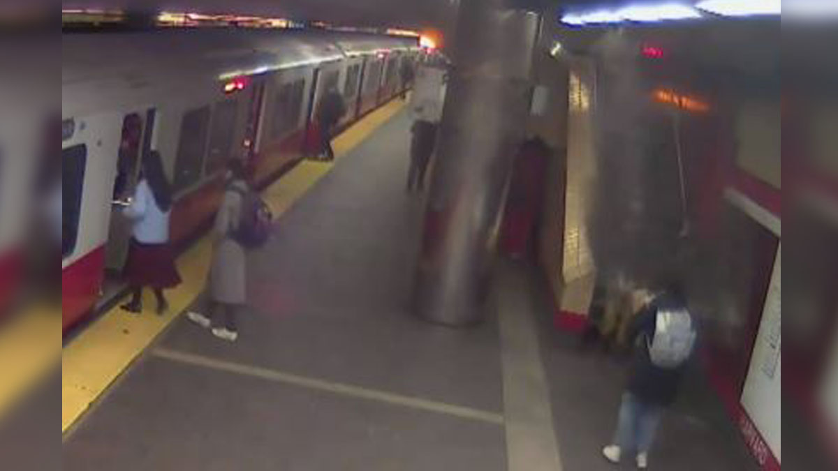 WATCH: MBTA releases video of ceiling panel falling near person at ...