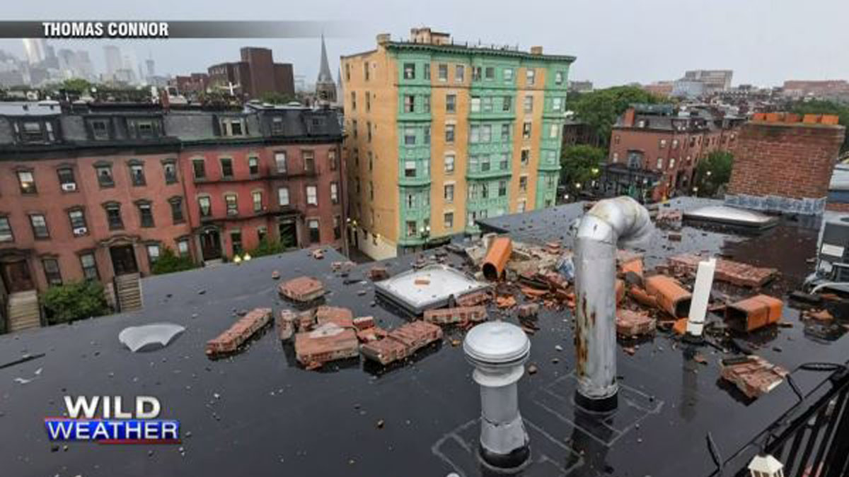 Lightning strikes chimney in Boston’s South End, sending bricks onto ...