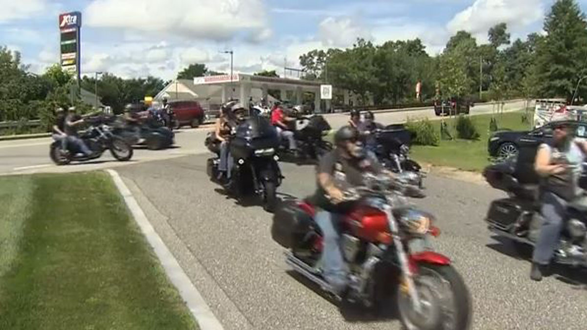 Dozens of motorcyclists take part in ride for kids with cancer in ...
