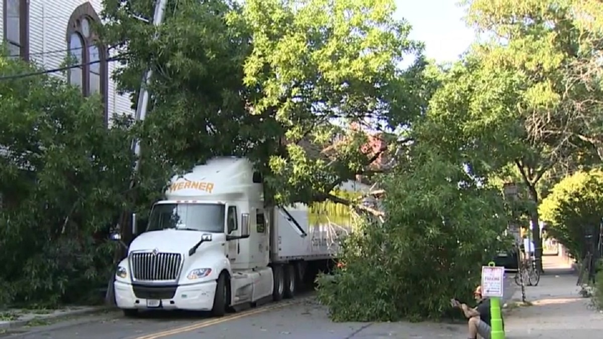 Wires fall on tractor-trailer in Cambridge - Boston News, Weather ...