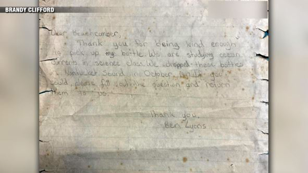 Message in a bottle tossed in the ocean off Mass. found in France 25 ...