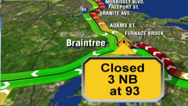 Route 3 North at Braintree split back open after two-car rollover ...