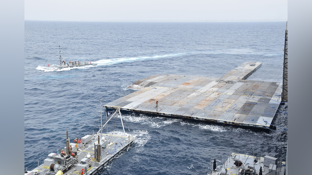 Images show US military building floating pier off Gaza. Pentagon says ...