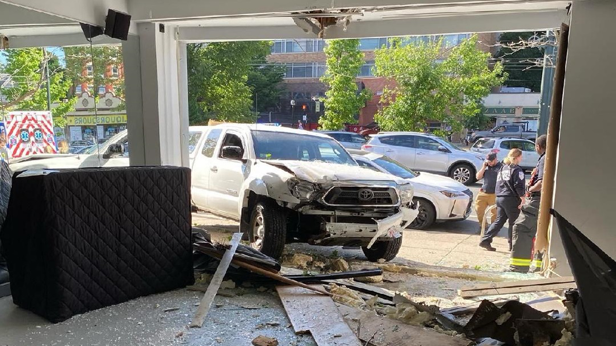 Pickup truck crashes into Brookline dance studio - Boston News, Weather ...