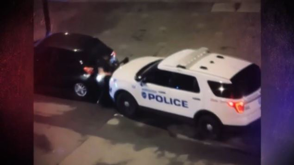 Worcester police officer pinned between cruiser and car while ...