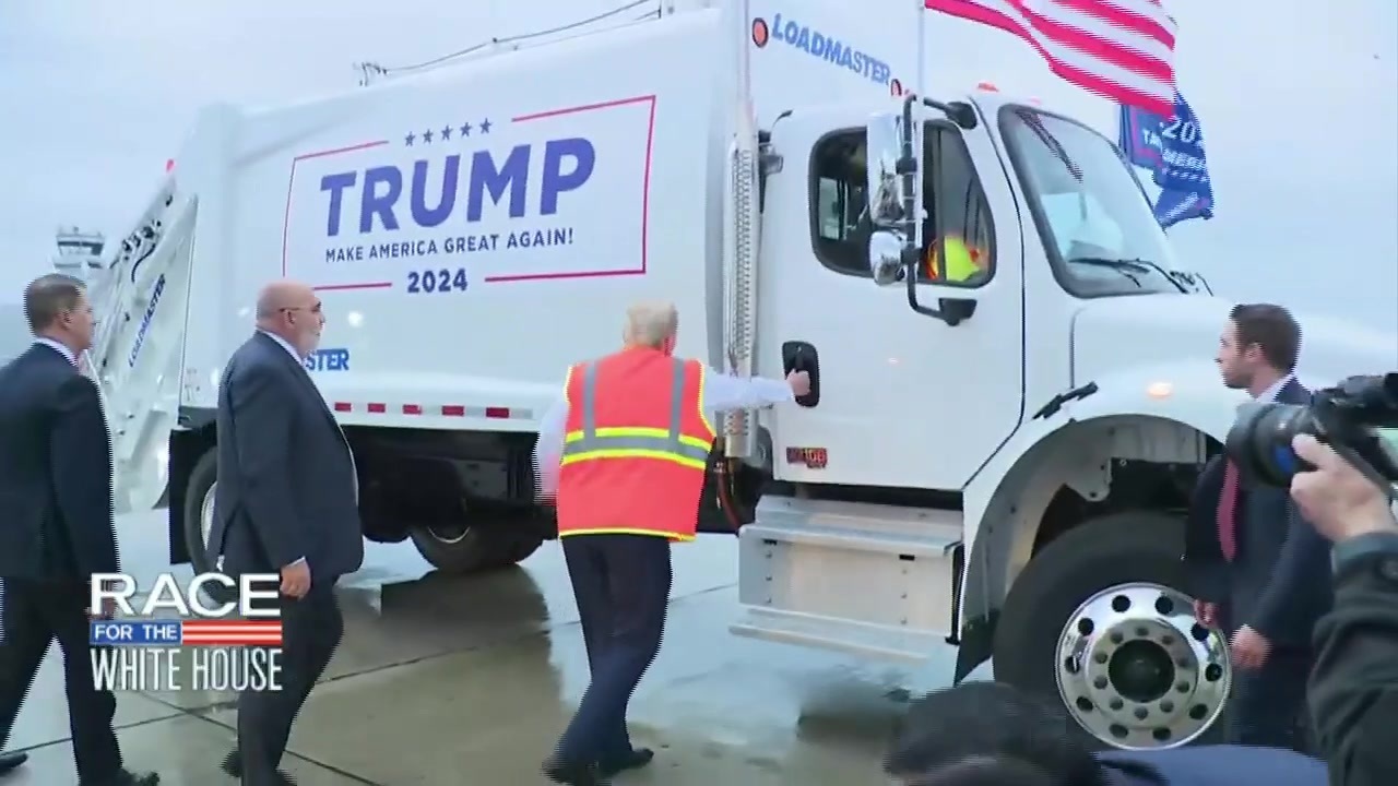 Trump poses in campaign-branded garbage truck - Boston News, Weather ...
