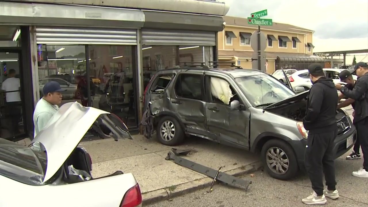 Car nearly hits Worcester barbershop in multi-vehicle crash - Boston ...