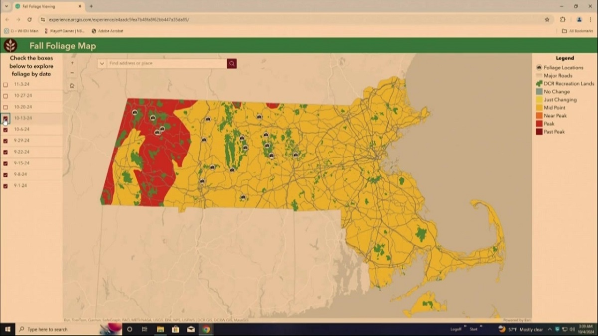 DCR map tracks fall foliage in Massachusetts - Boston News, Weather ...