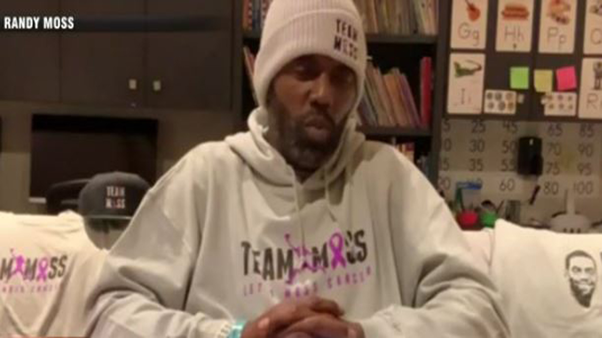 Randy Moss makes an emotional return to the ESPN set following his ...